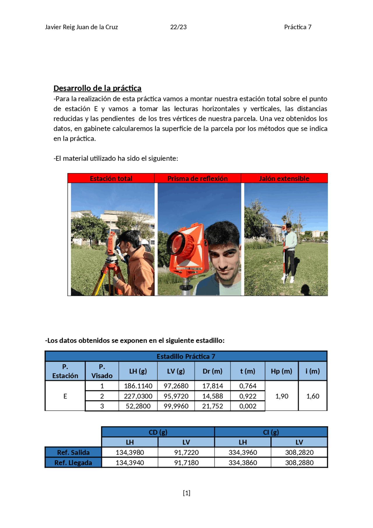 Práctica 7 de topografía | Ejercicios de Arquitectura | Docsity