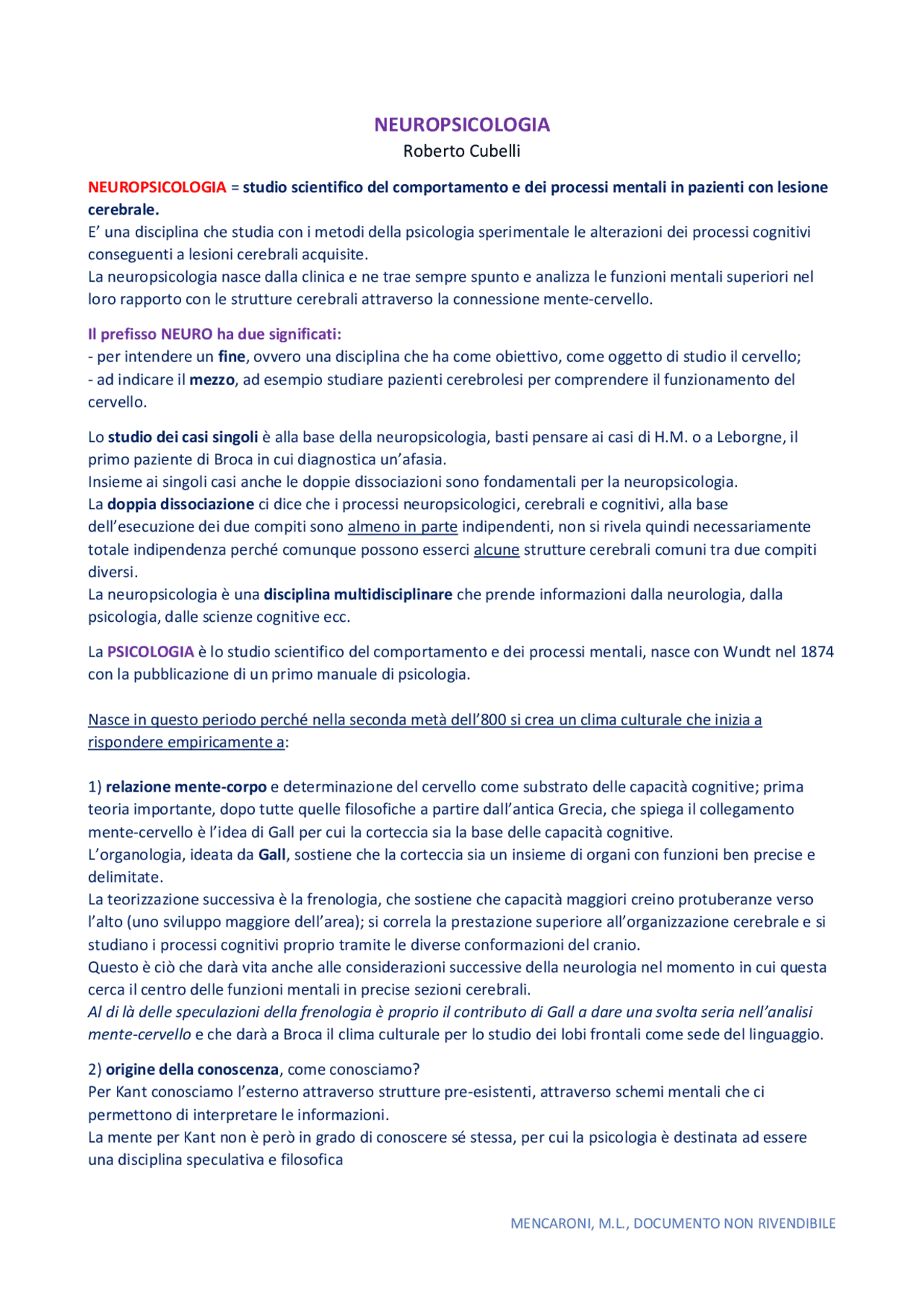 Appunti Neuropsicologia Prof Cubelli Unitn Appunti Di