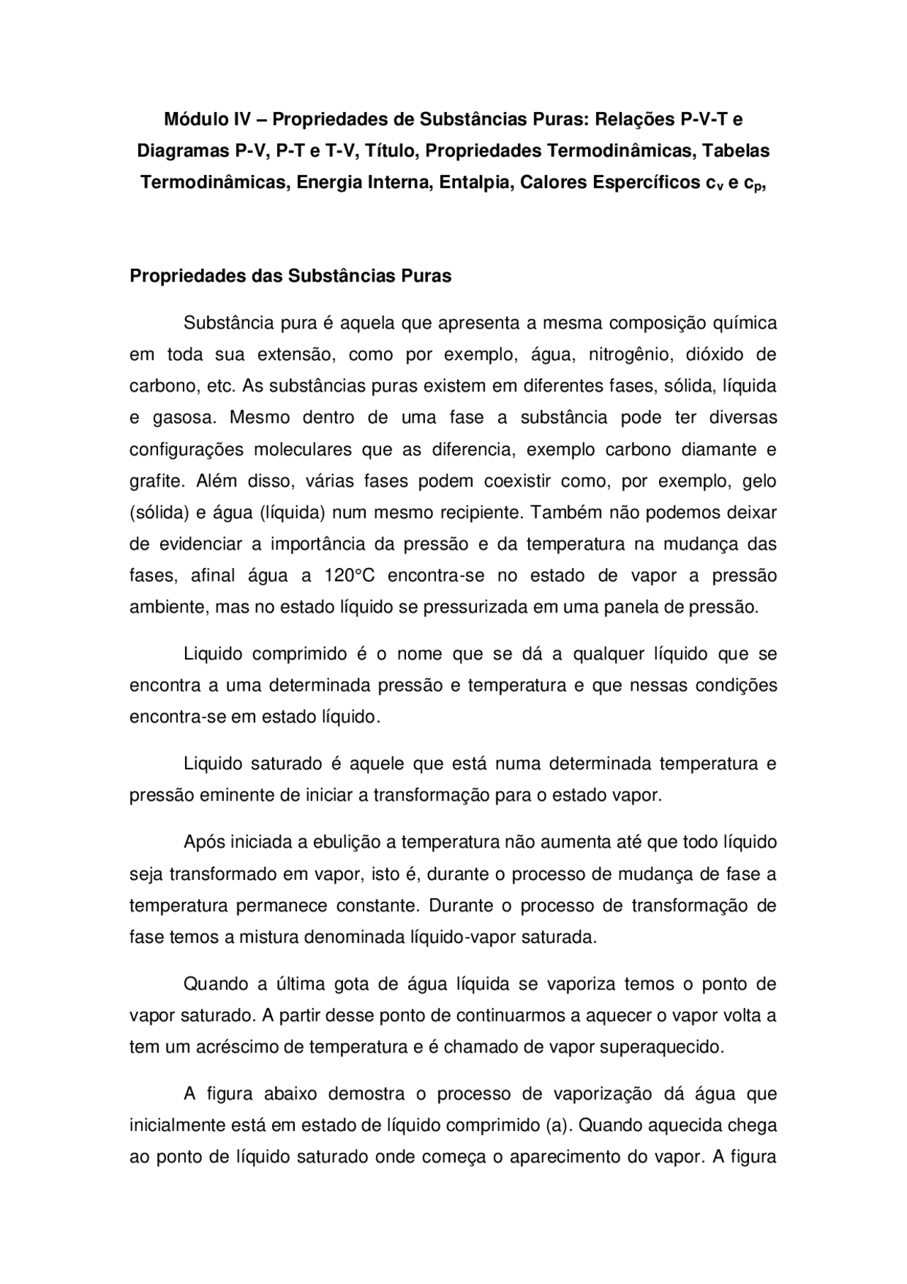 Módulo Iv Propriedades De Substâncias Puras Relações Resumos