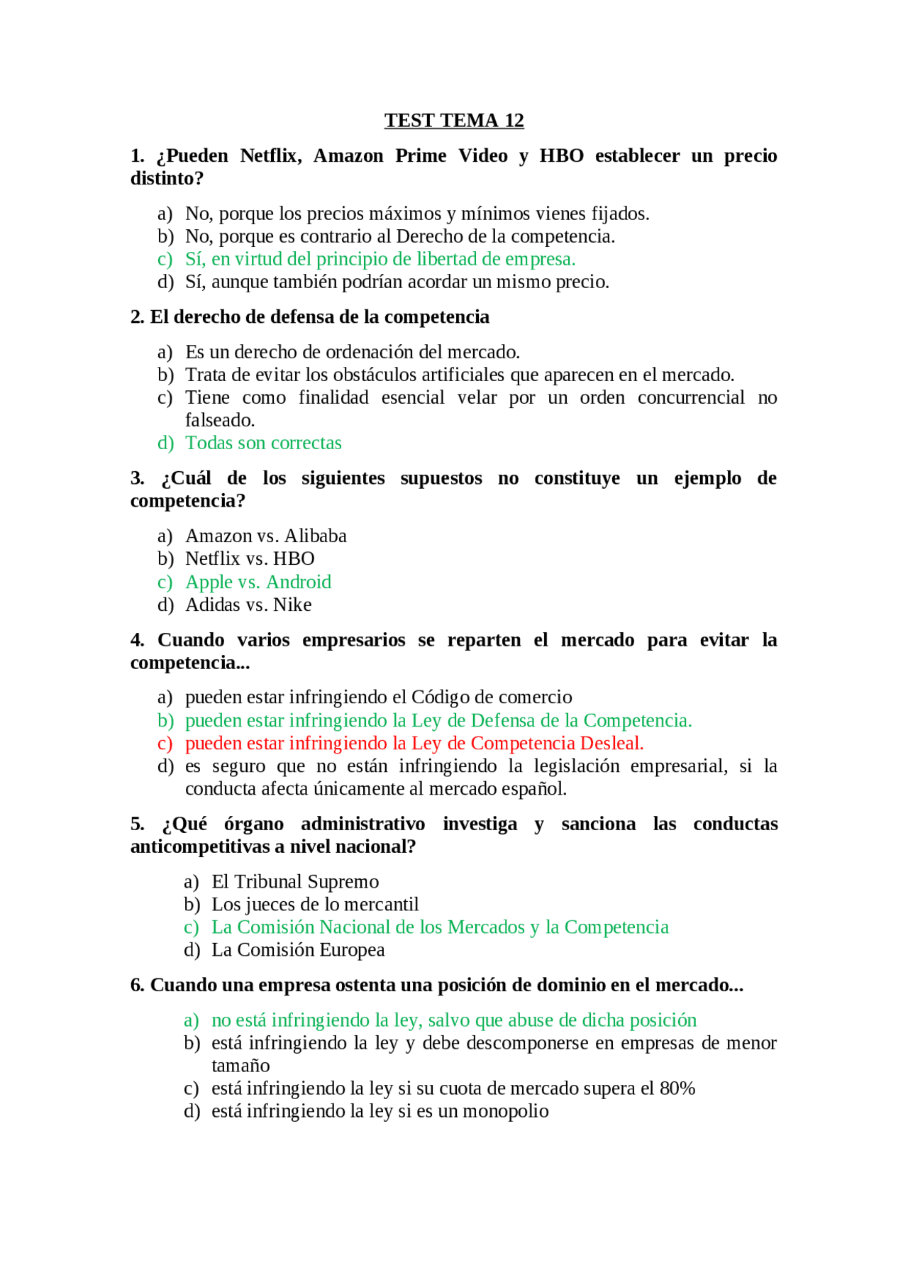 Test Tema 12 Derecho Mercantil Exercícios De Direito Comercial Docsity