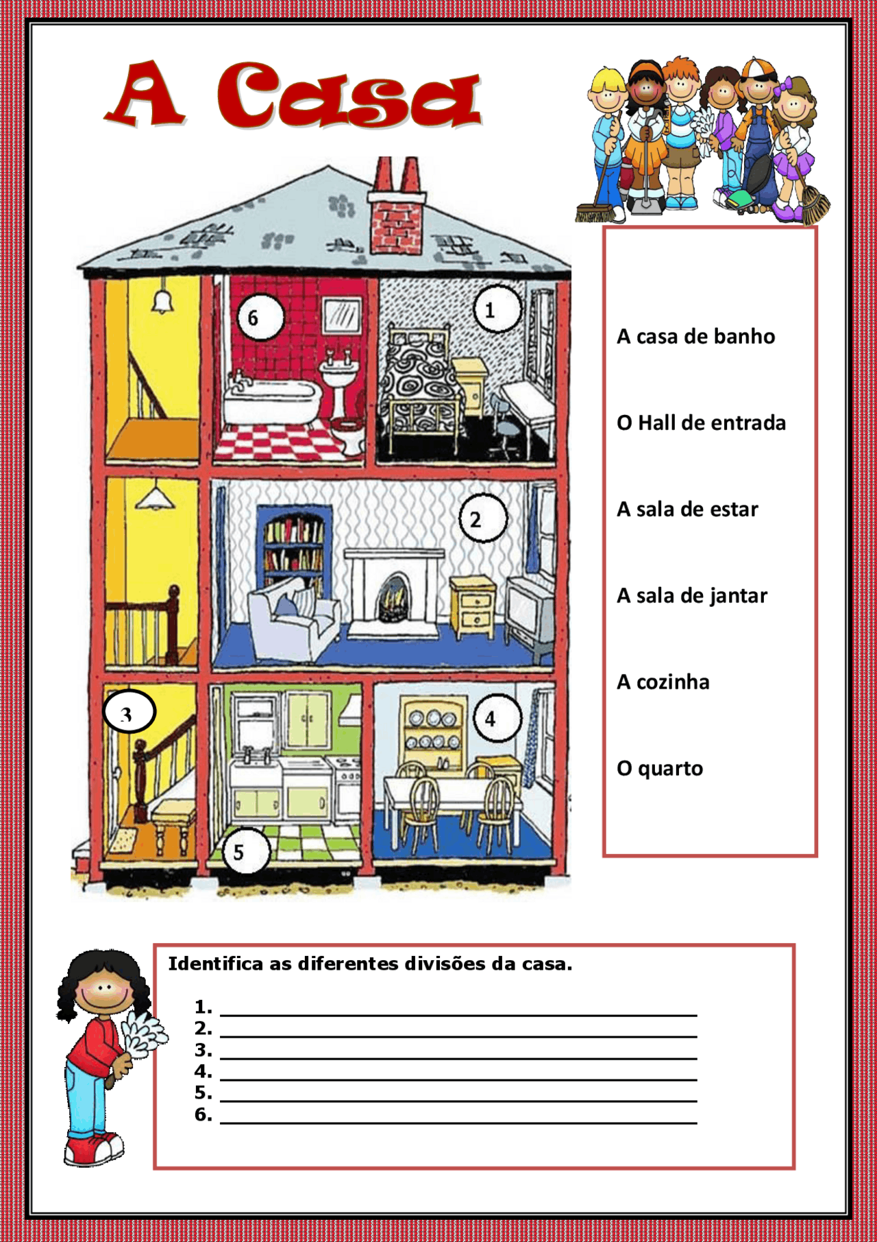 House vocabulary in Portuguese printable form | Schemes and Mind Maps ...