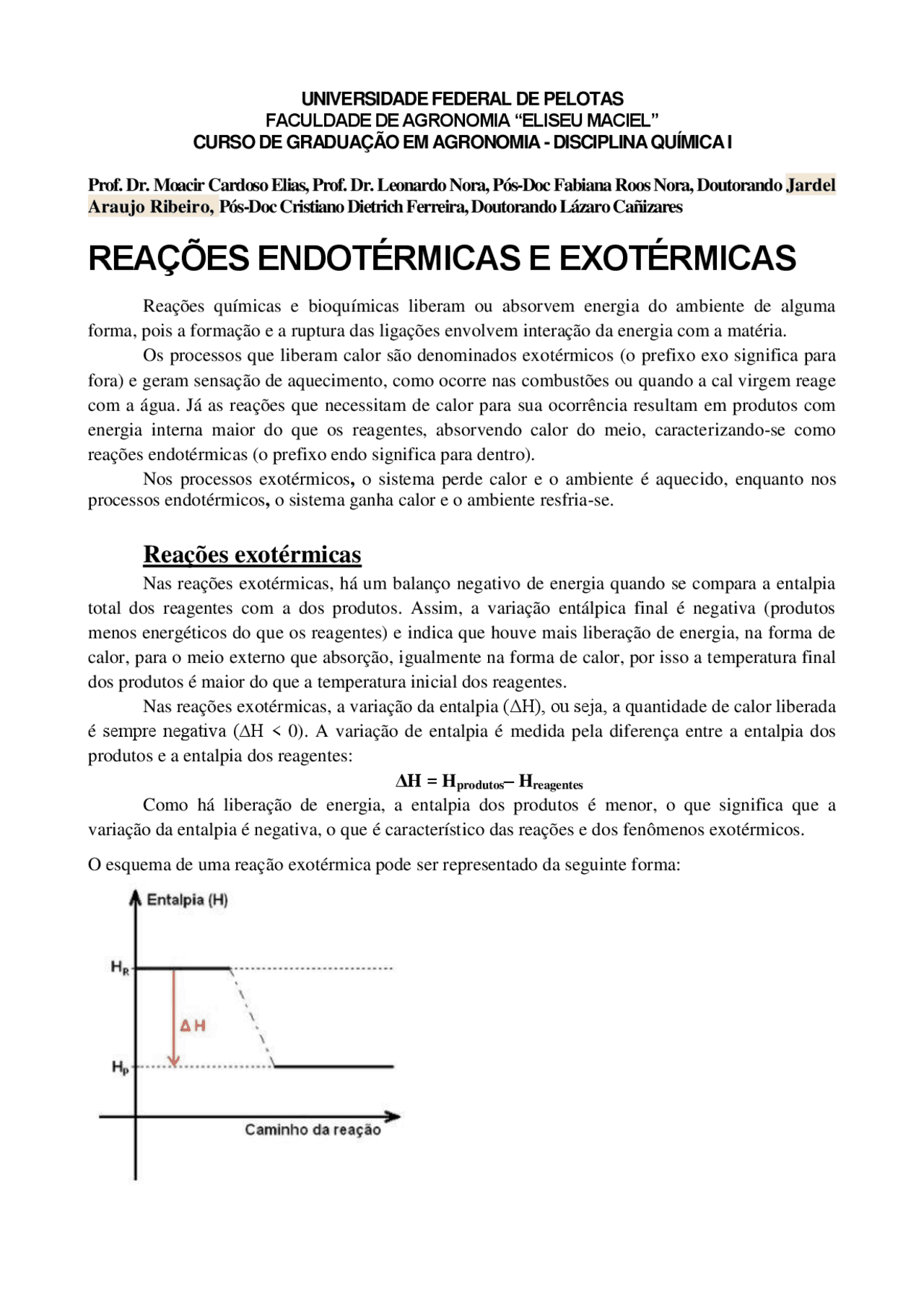 Reacoes Exotermicas E Endotermicas