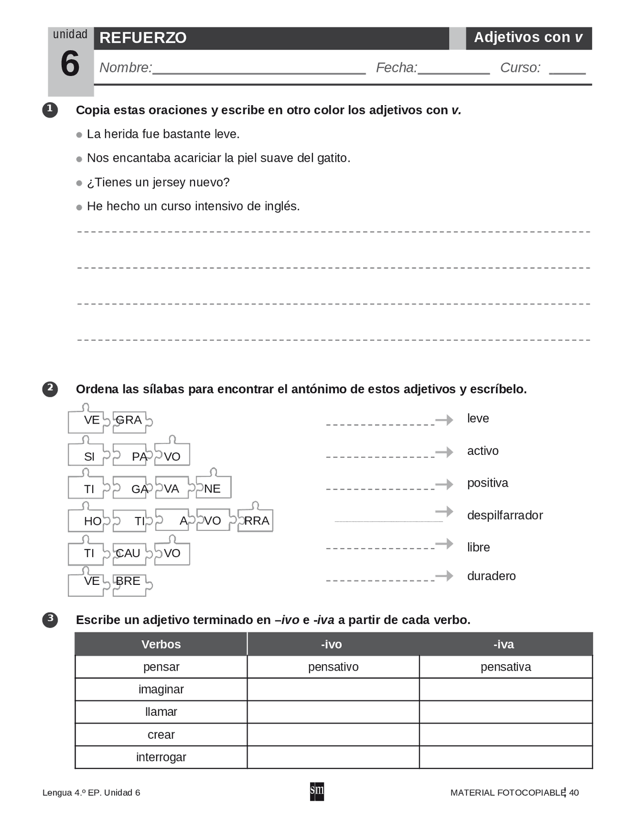 Estudio de las palabras con v | Apuntes de Lengua y Literatura | Docsity