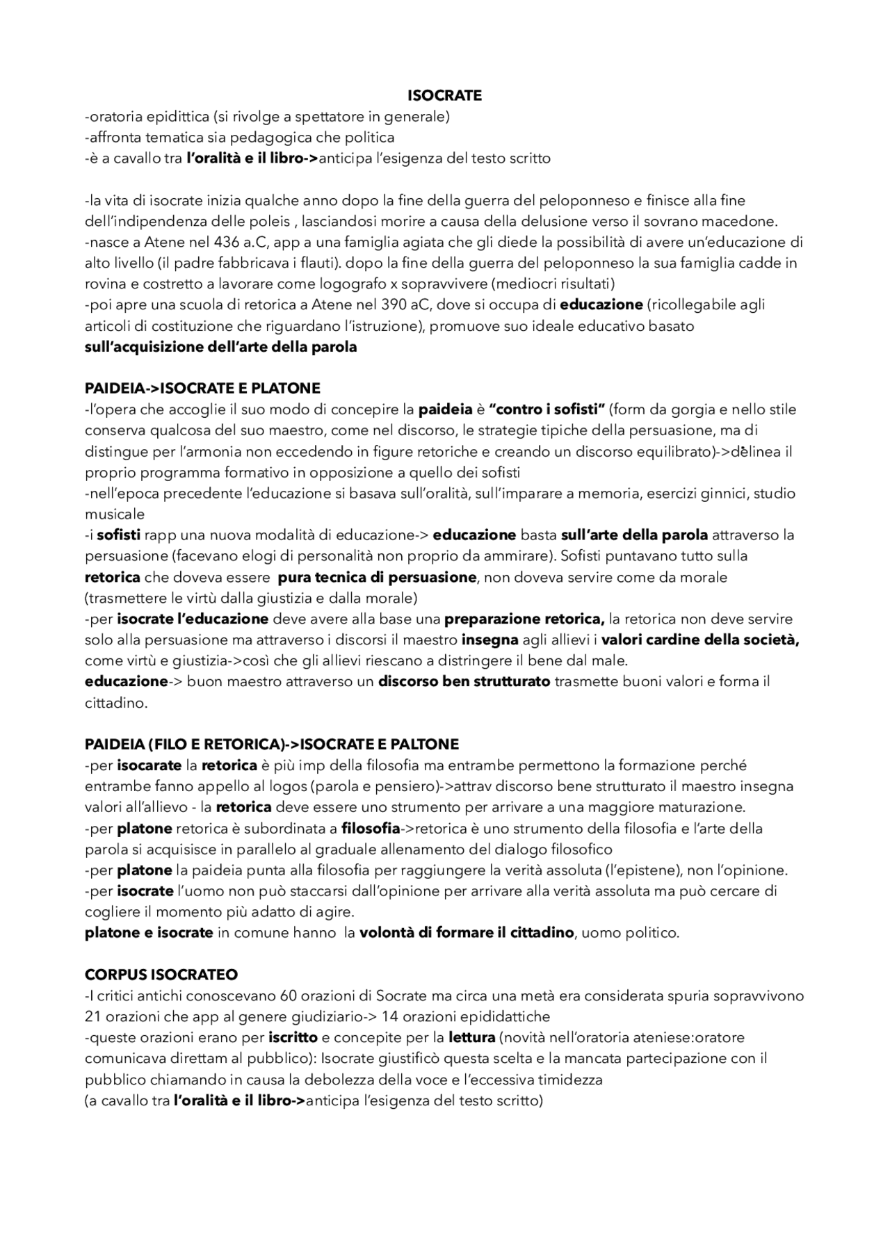 Aristotele Platone E Isocrate Schemi E Mappe Concettuali Di Greco