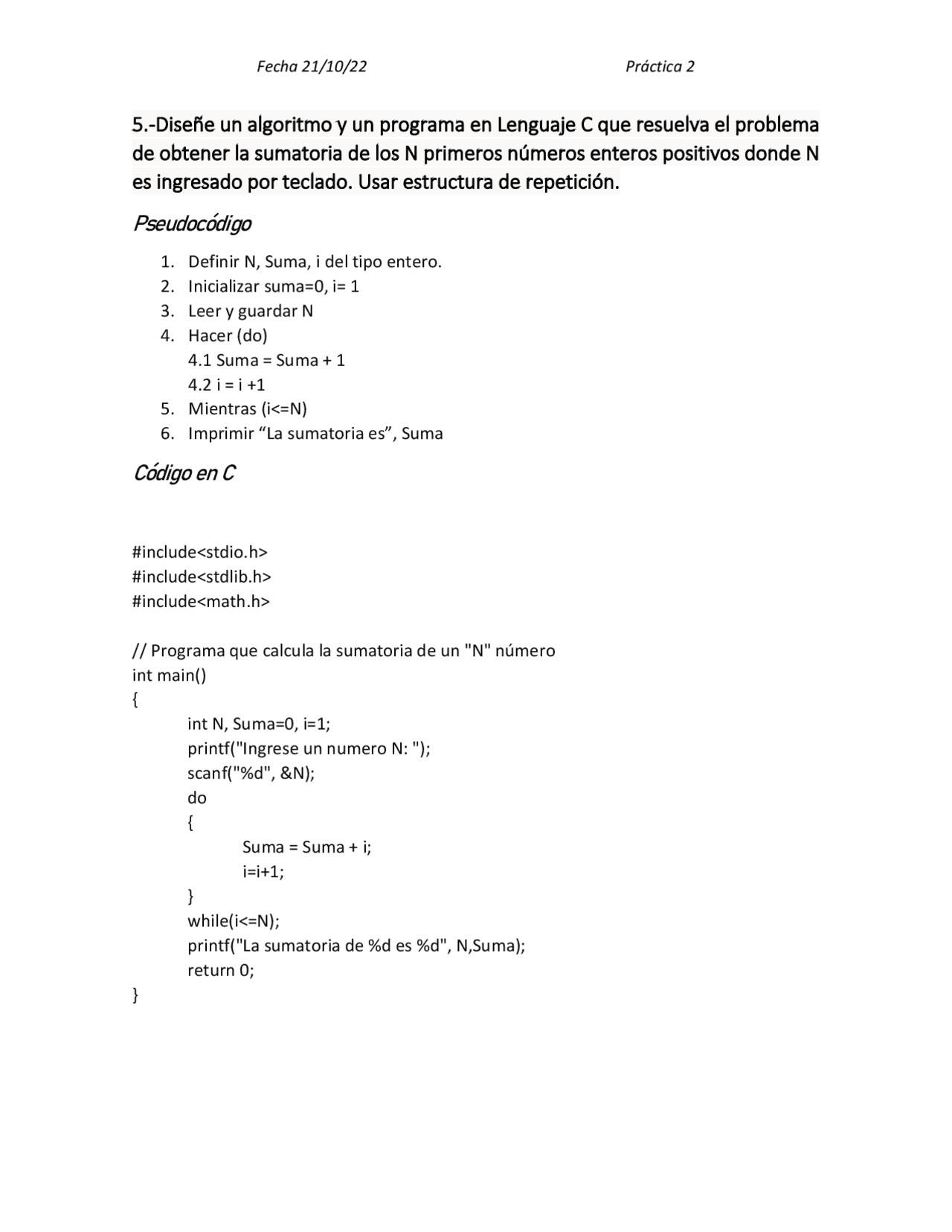 Ejercicios De Programación En C Con Pseudocódigo Y Código Ejercicios