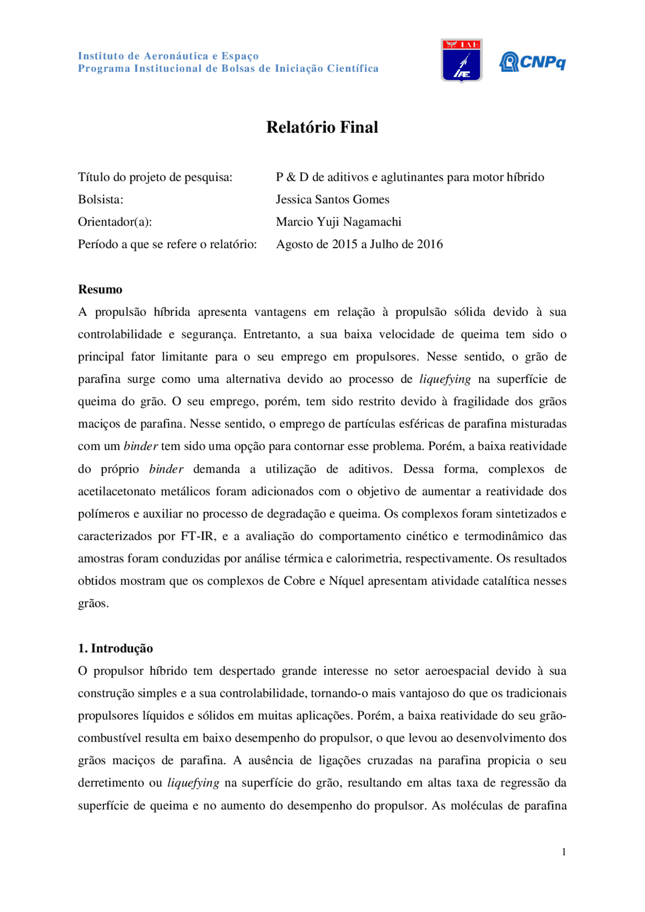 Relatório Final | Resumos Análise Térmica | Docsity