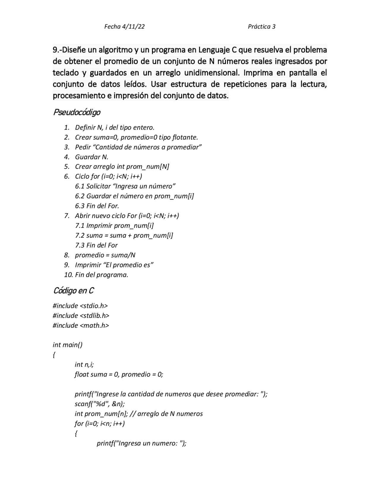 Ejercicios En C Con Pseudocódigo Y Código Ejercicios De