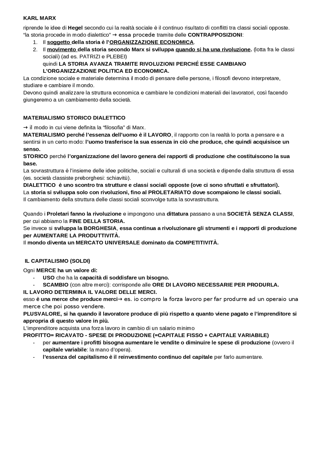Riassunto Su Karl Marx Appunti Di Filosofia Docsity