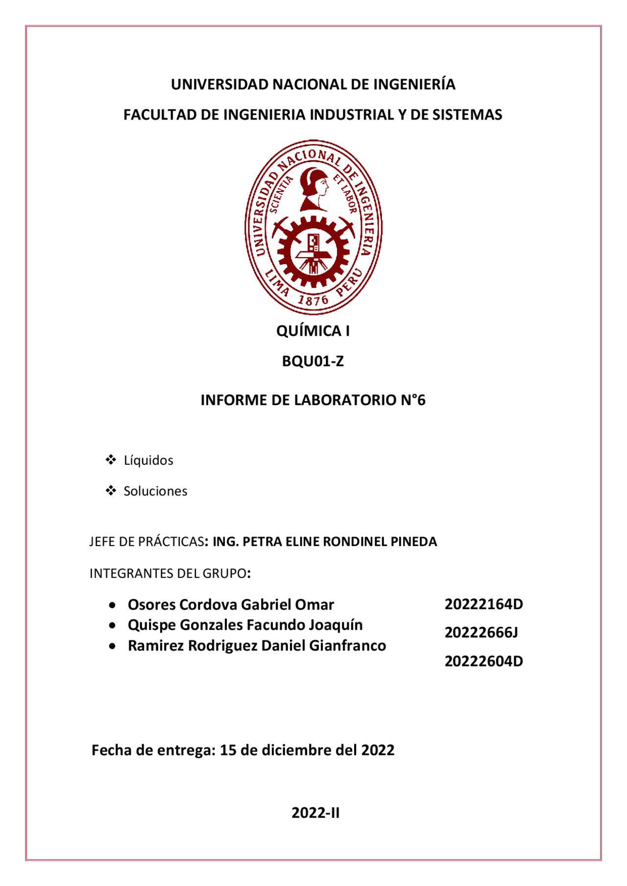 Informe De Laboratorio Resúmenes De Química Docsity