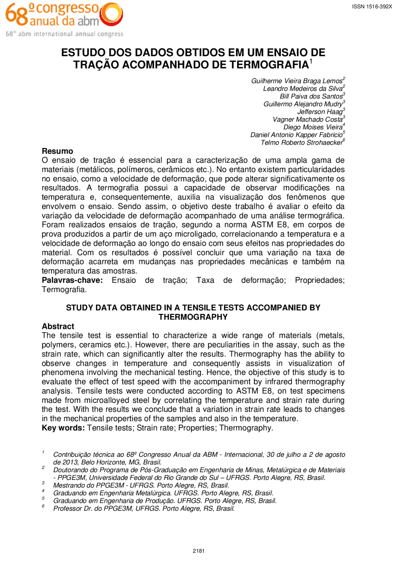 ESTUDO DOS DADOS OBTIDOS EM UM ENSAIO DE ... | Resumos Materiais | Docsity