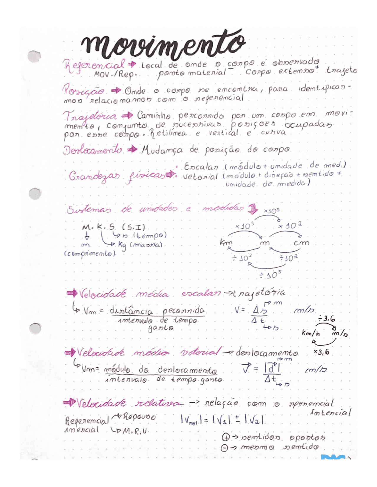 movimento movimento movimento | Resumos Física para Ensino Médio | Docsity