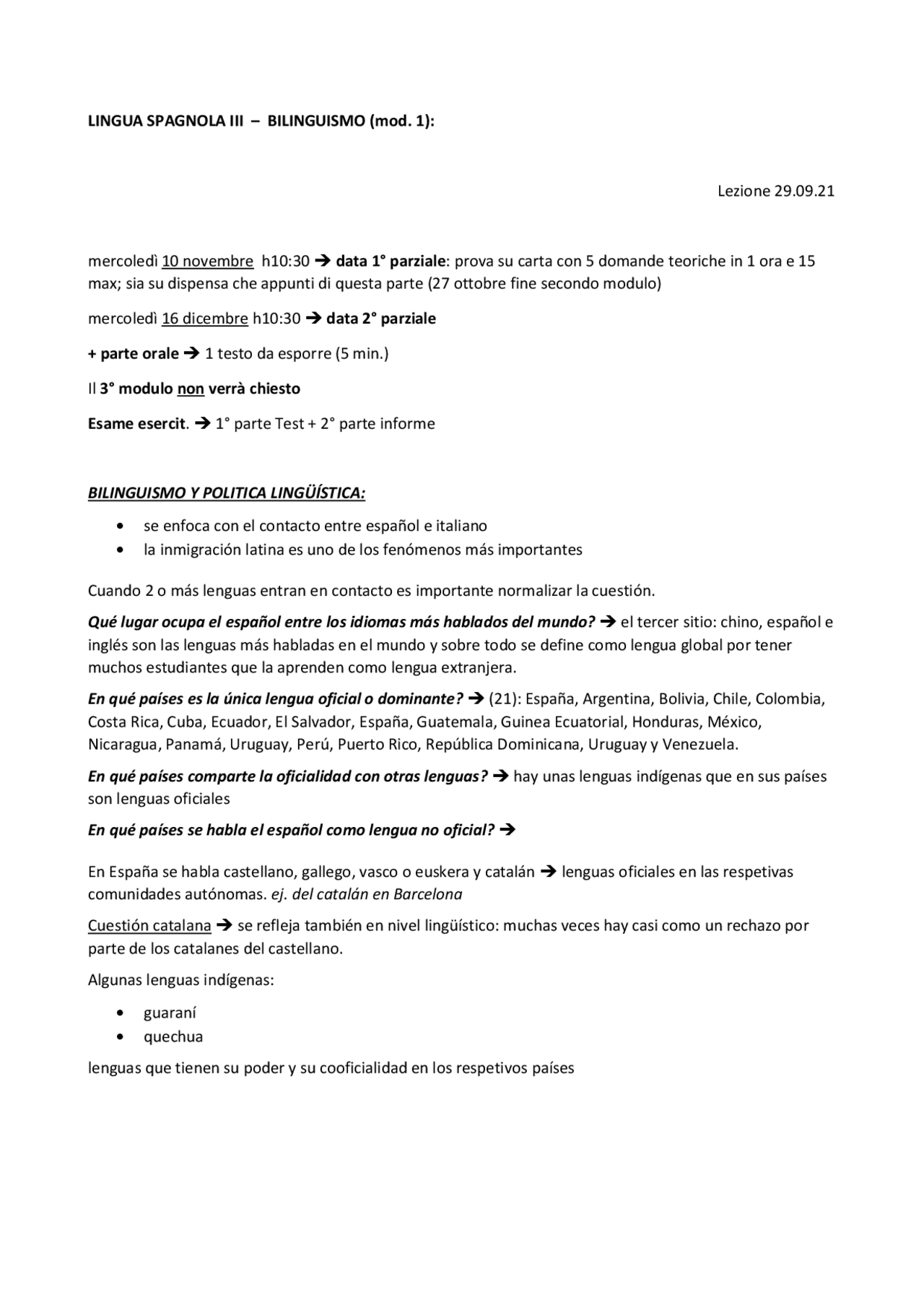 Appunti Completi Slide Lingua Spagnola Iii A Z Bilinguismo Prof