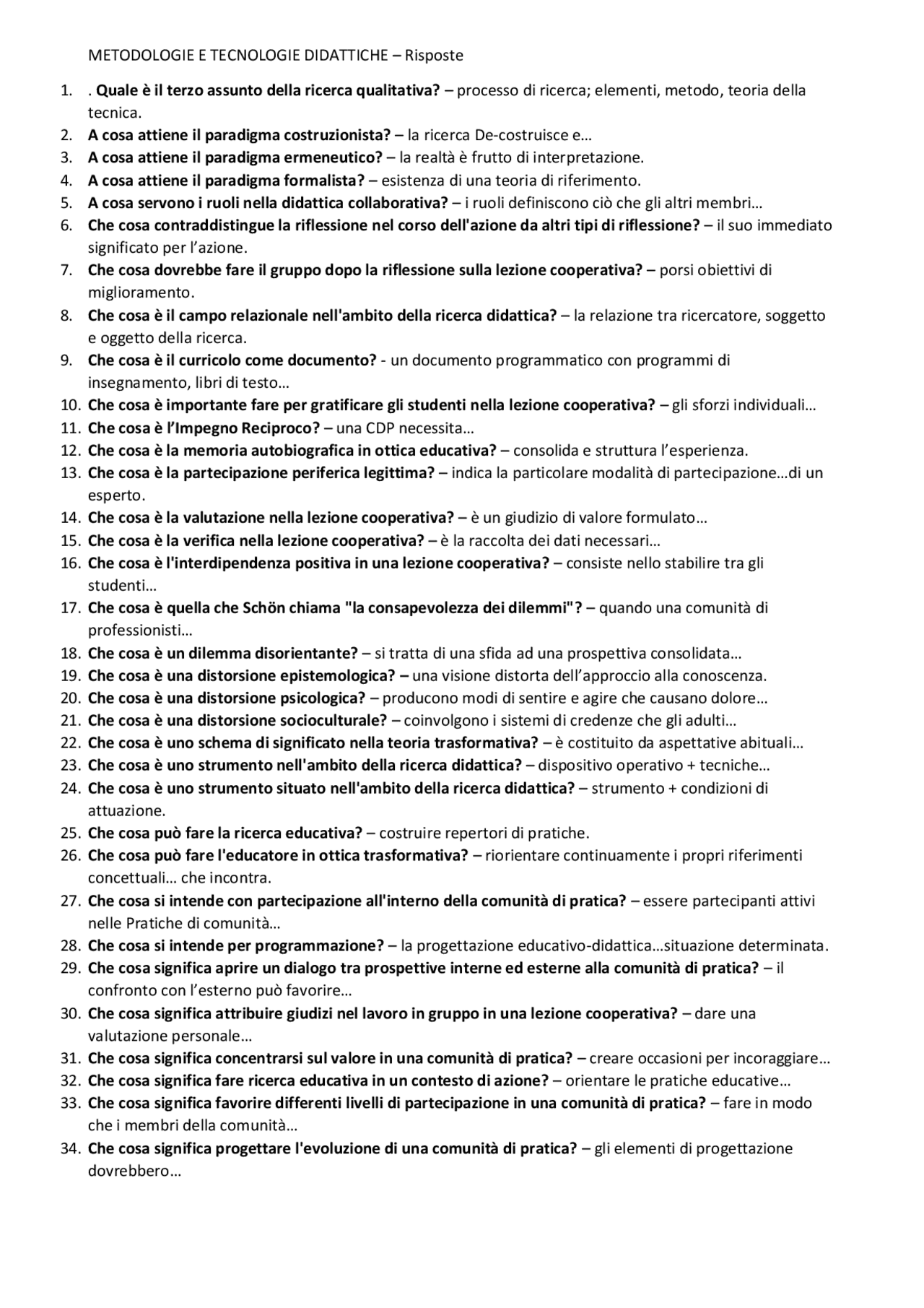 Risposte 24 Cfu Metodologie E Tecnologie Didattiche Panieri Di