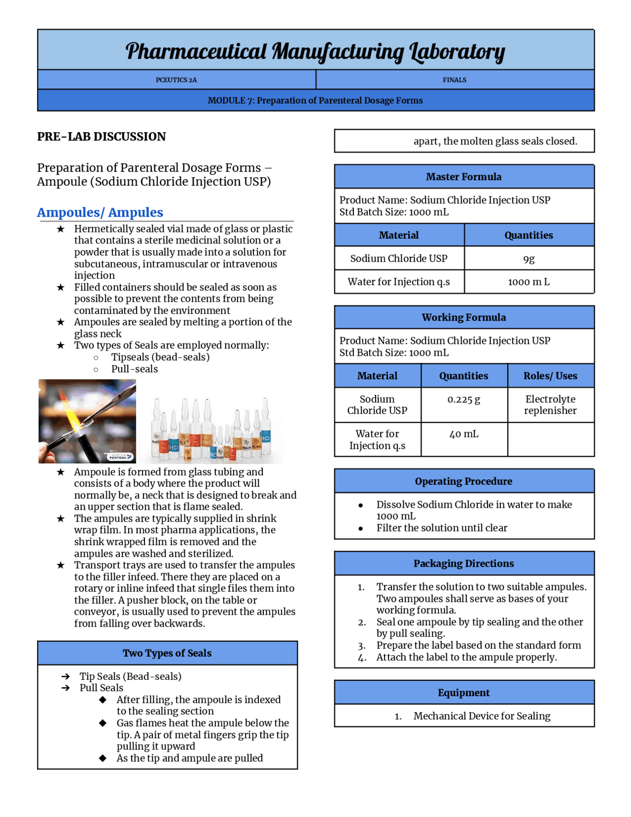 Pharmaceutical Manufacturing Laboratory | Lecture notes Pharmacy | Docsity