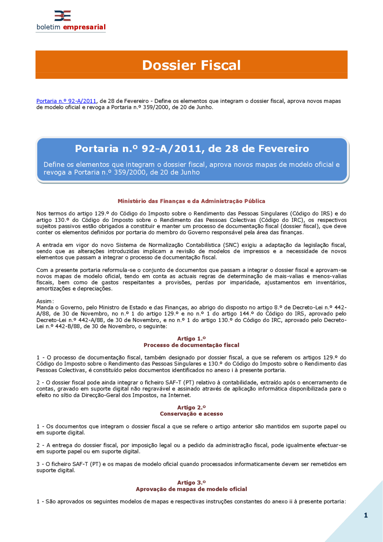 Dossier Fiscal | Provas Finanças | Docsity