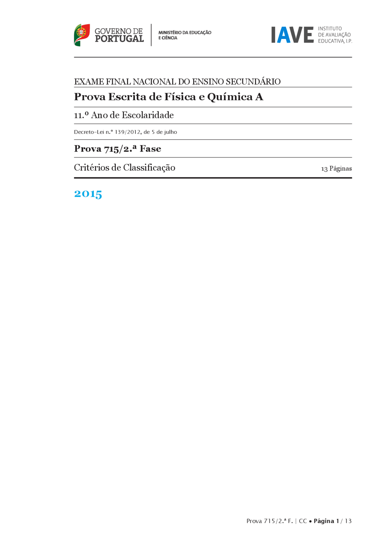 Prova Escrita De Física E Química A Slides Física Docsity