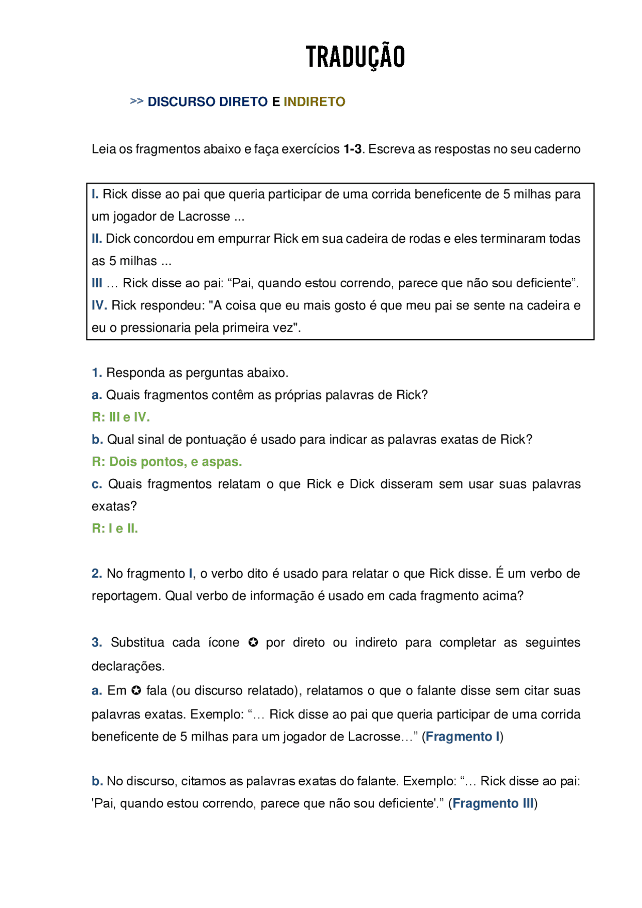 Discurso Direto E Indireto Notas De Aula Física Docsity
