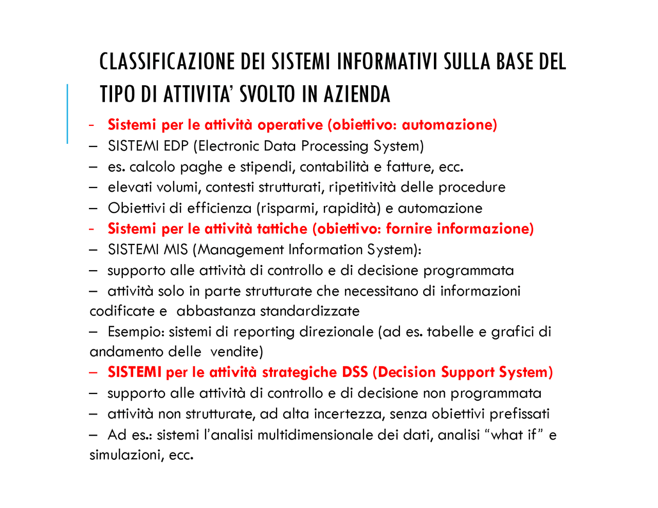 Classificazione sistemi informativi | Schemi e mappe concettuali di E ...