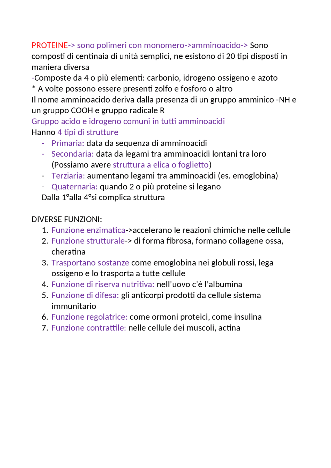 Le Proteine Scienze Naturali Schemi E Mappe Concettuali Di Scienze