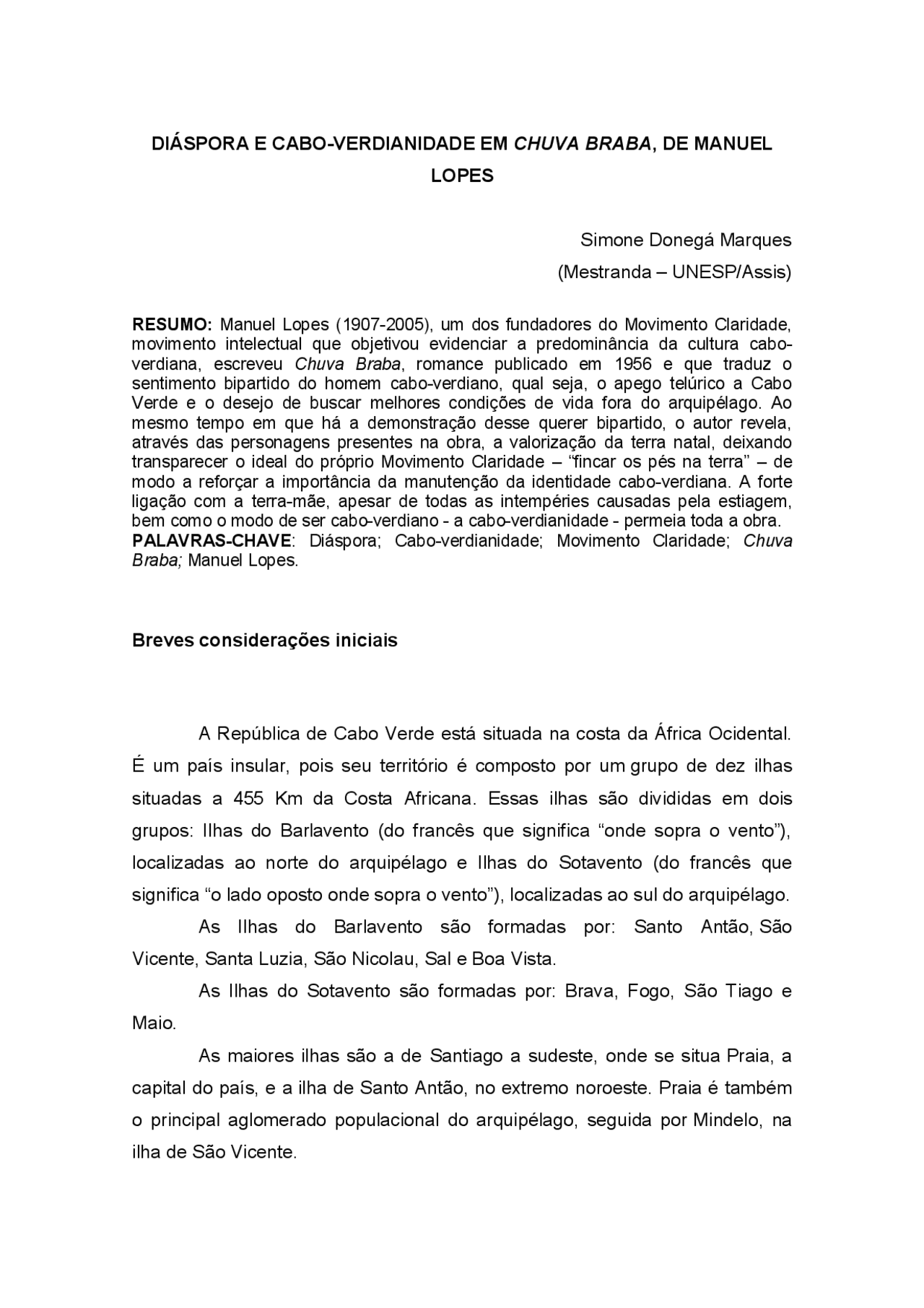 DIÁSPORA E CABO-VERDIANIDADE EM CHUVA BRABA ... | Notas de aula Cultura ...