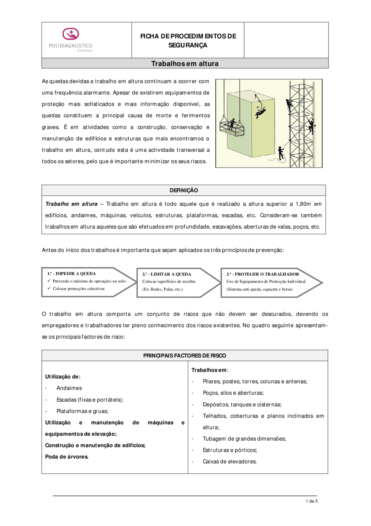 Ficha De Procedimentos De Segurança Trabalhos Em Altura Slides