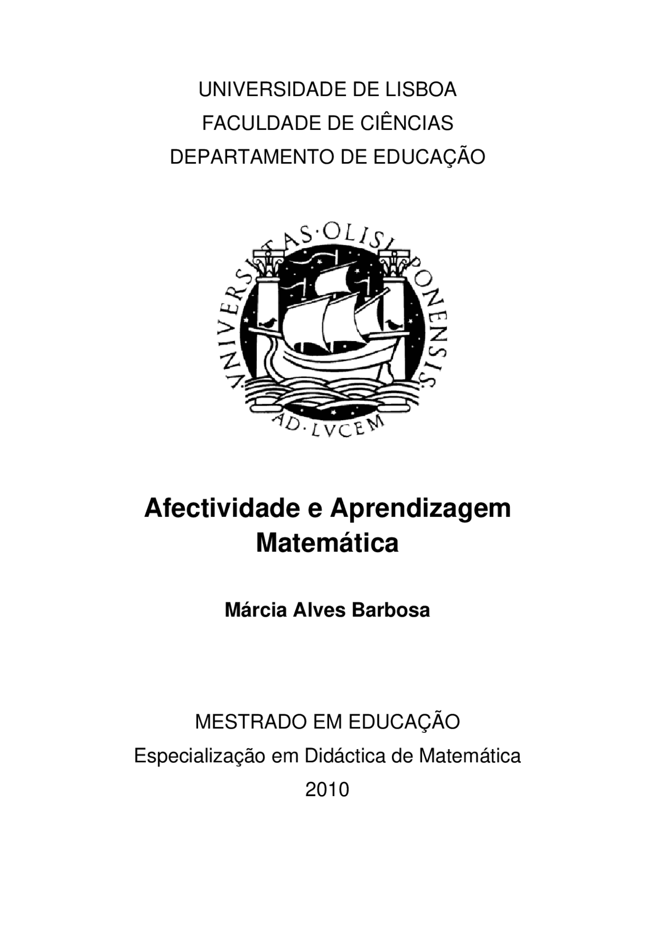 Afectividade E Aprendizagem Matemática Provas Matemática Docsity