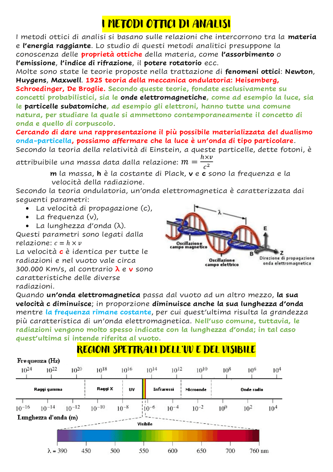 METODI OTTICI DI ANALISI | Appunti di Chimica analitica | Docsity