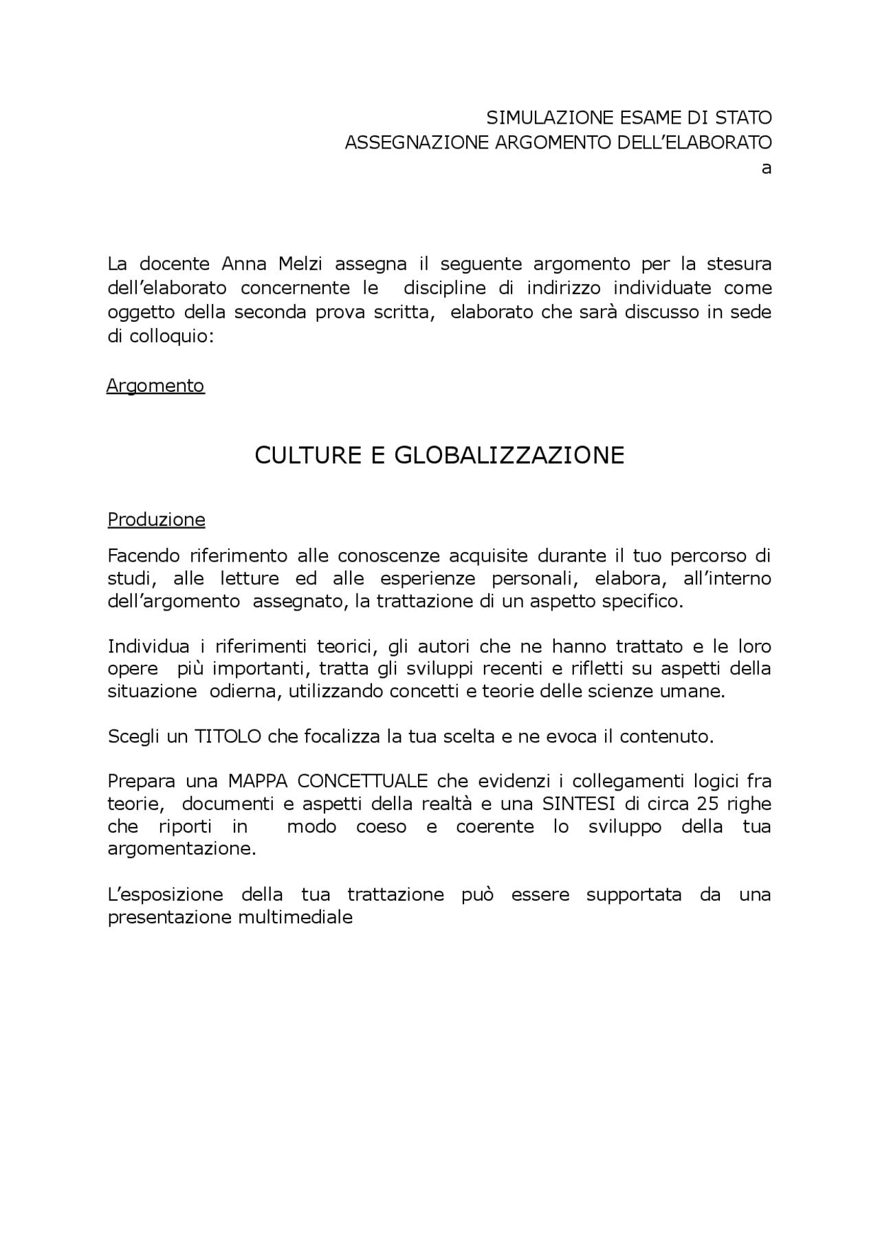 Esempio Di Traccia Tipologia A Temi Di Scienze Umane Docsity