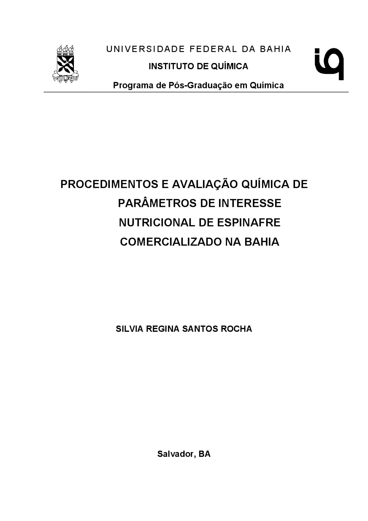 Procedimentos E Avaliação Química De Parâmetros De Slides Química