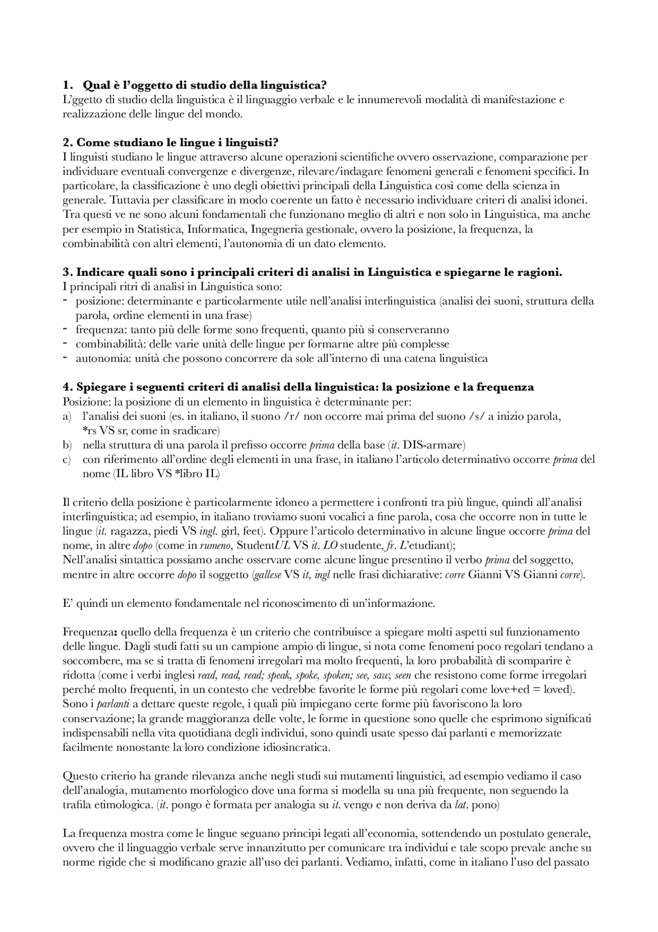 Tutte Le Domande Esame Glottologia E Linguistica Aa 22 23 Prove D