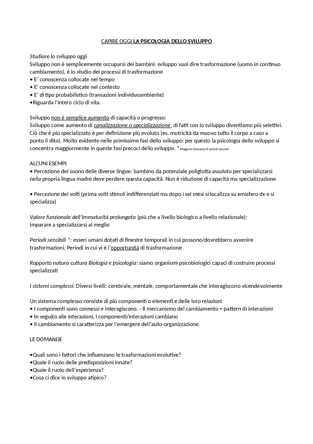 Appunti Sviluppo Tipico E Atipico Appunti Di Psicologia Dello