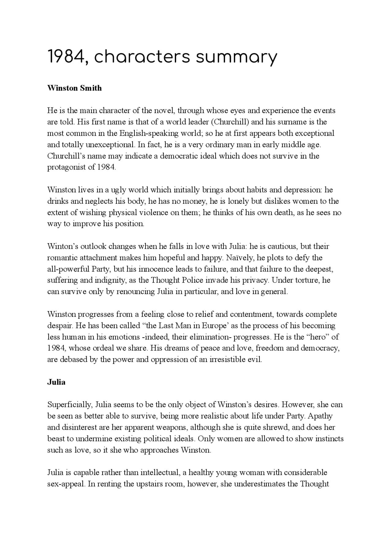 Resumen De Personajes En Español E Inglés Resúmenes De Inglés Docsity