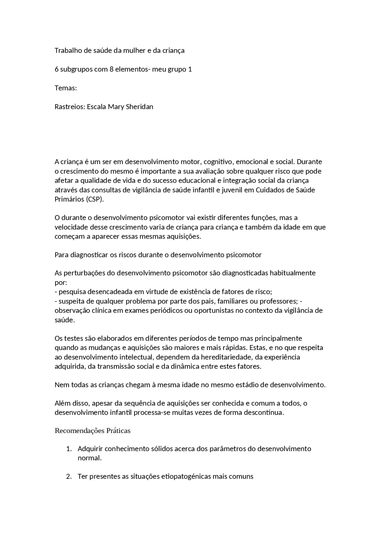 Escala de Mary Sheridan | Esquemas Saúde da Mulher | Docsity