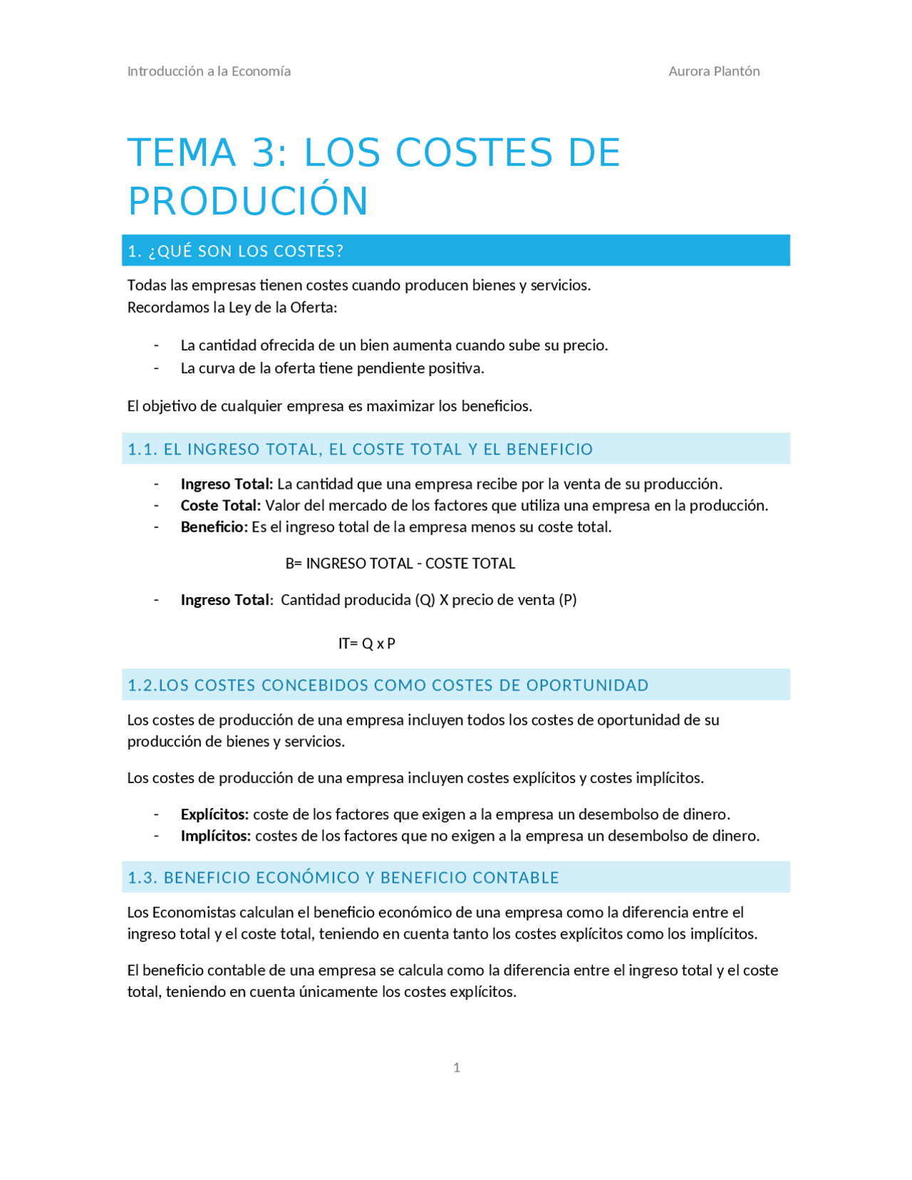 Resumen Tema 1 Intro Economía Resúmenes De Introducción A La