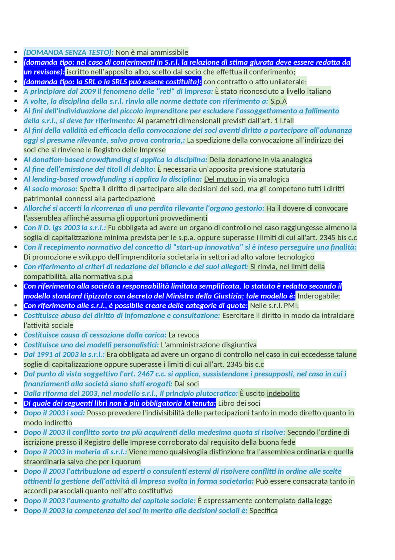 Quiz Diritto Commerciale Schemi E Mappe Concettuali Di Diritto