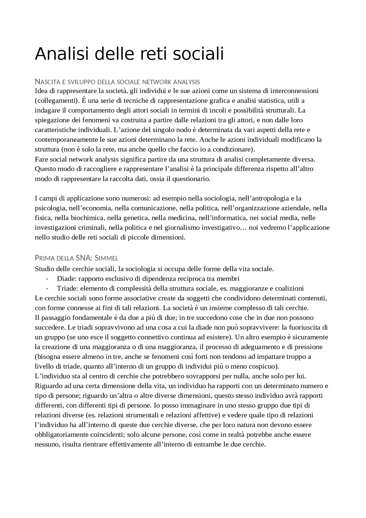 Social Network Analysis Appunti Appunti Di Sociologia Docsity