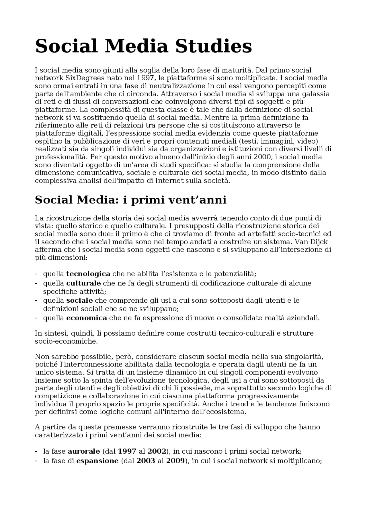 Riassunti Social Media Studies Vittadini | Appunti di Diritto di ...