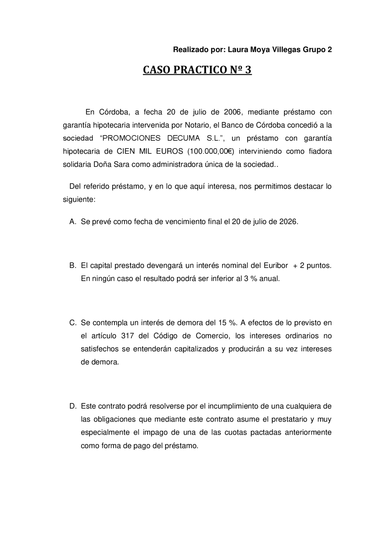 Prácticas Derecho Mercantil Universidad De Córdoba Ejercicios De