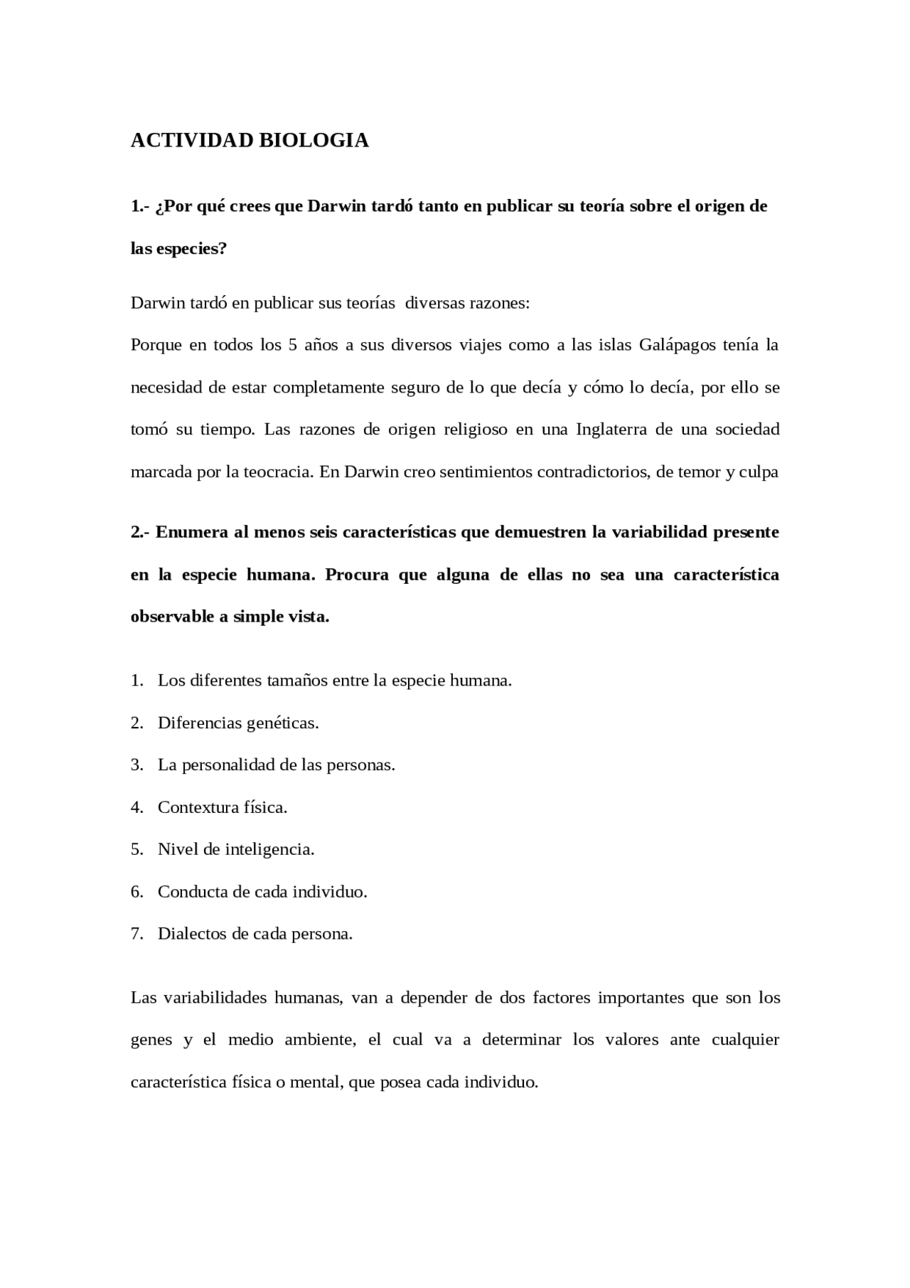 Evolucion De Las Especies Apuntes De Biología Docsity