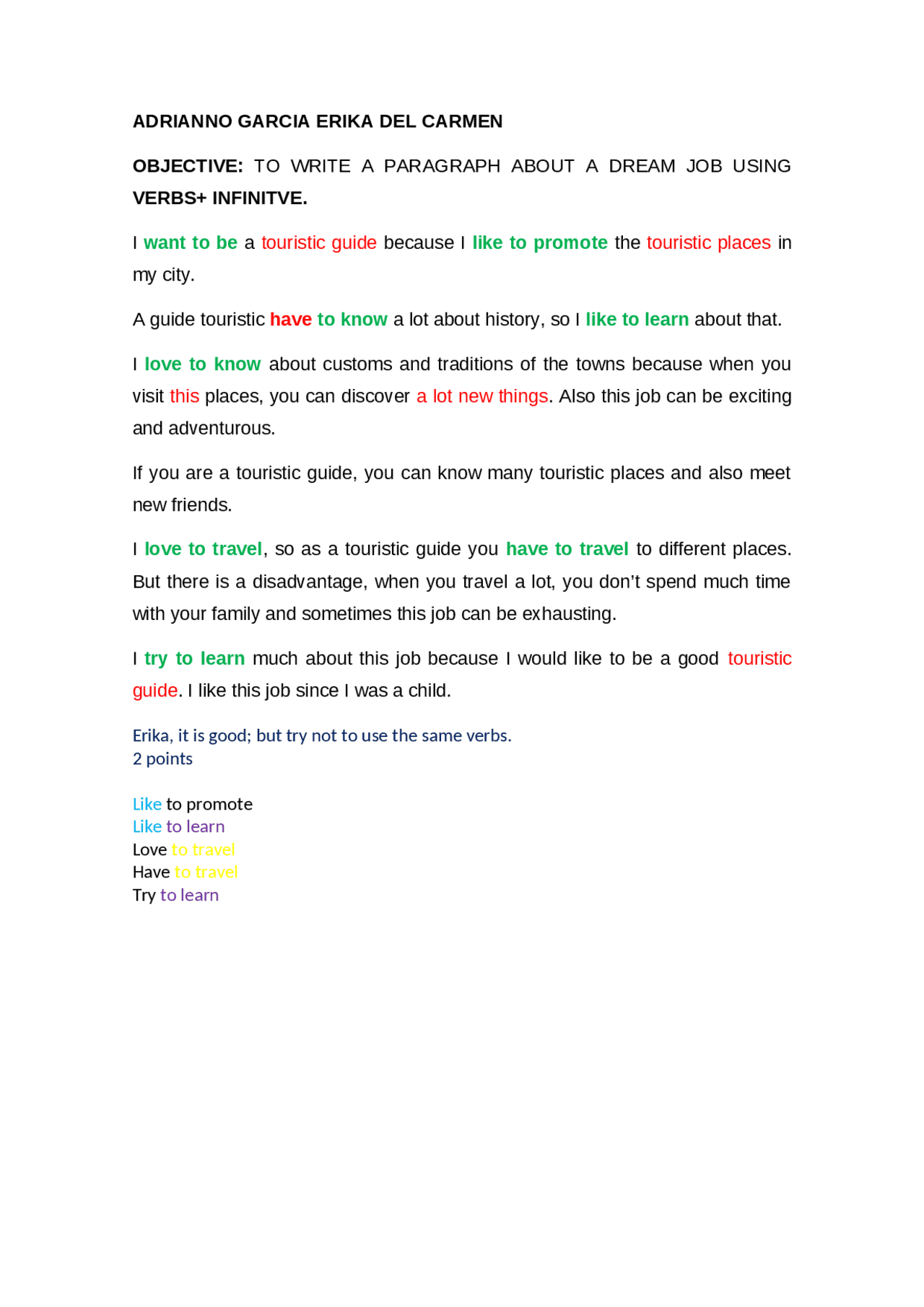 TO WRITE A PARAGRAPH ABOUT A DREAM JOB USING VERBS+ INFINITVE ...