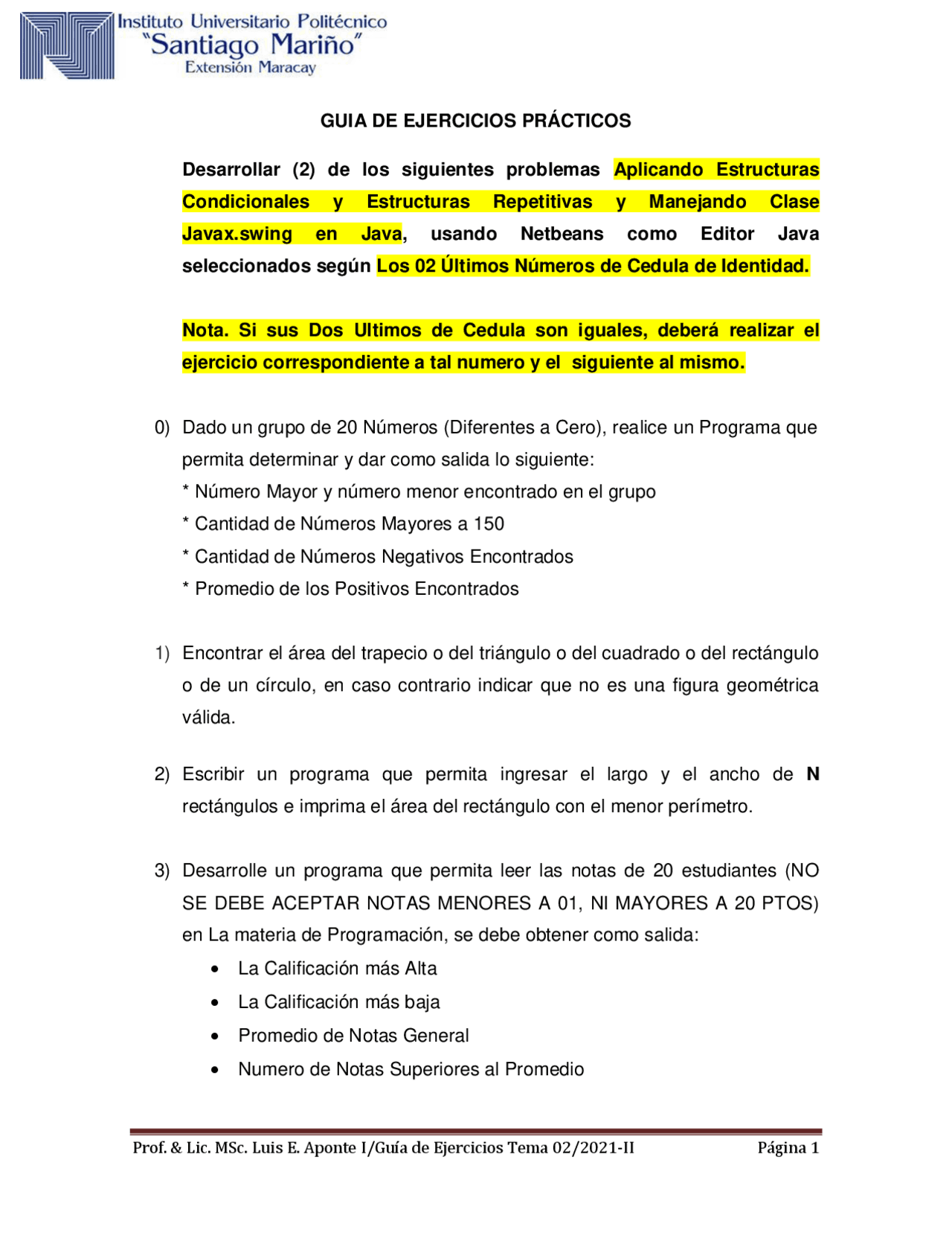 Ejercicios De Programación Ejercicios De Informática Docsity