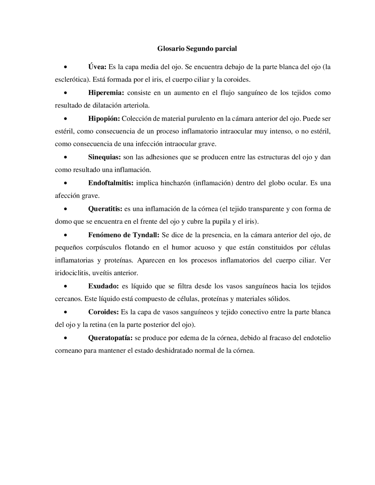Vocabulario De Oftalmología Apuntes De Oftalmología Docsity