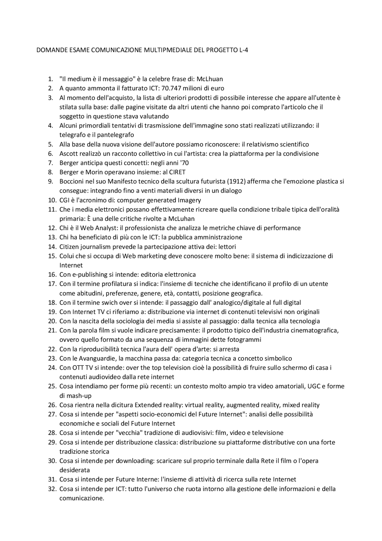 Domande Esame Comuniczione Multimediale Del Progetto L 4 Prove D