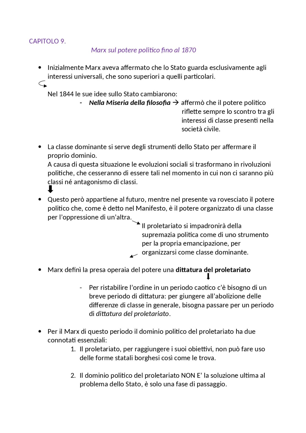 Riassunto dei capitoli dal 9 al 13 del testo "Karl Marx vita e opere ...