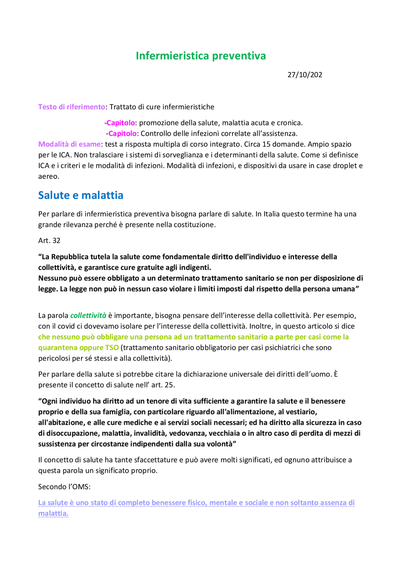 Infermieristica Preventiva Appunti Di Infermieristica Docsity