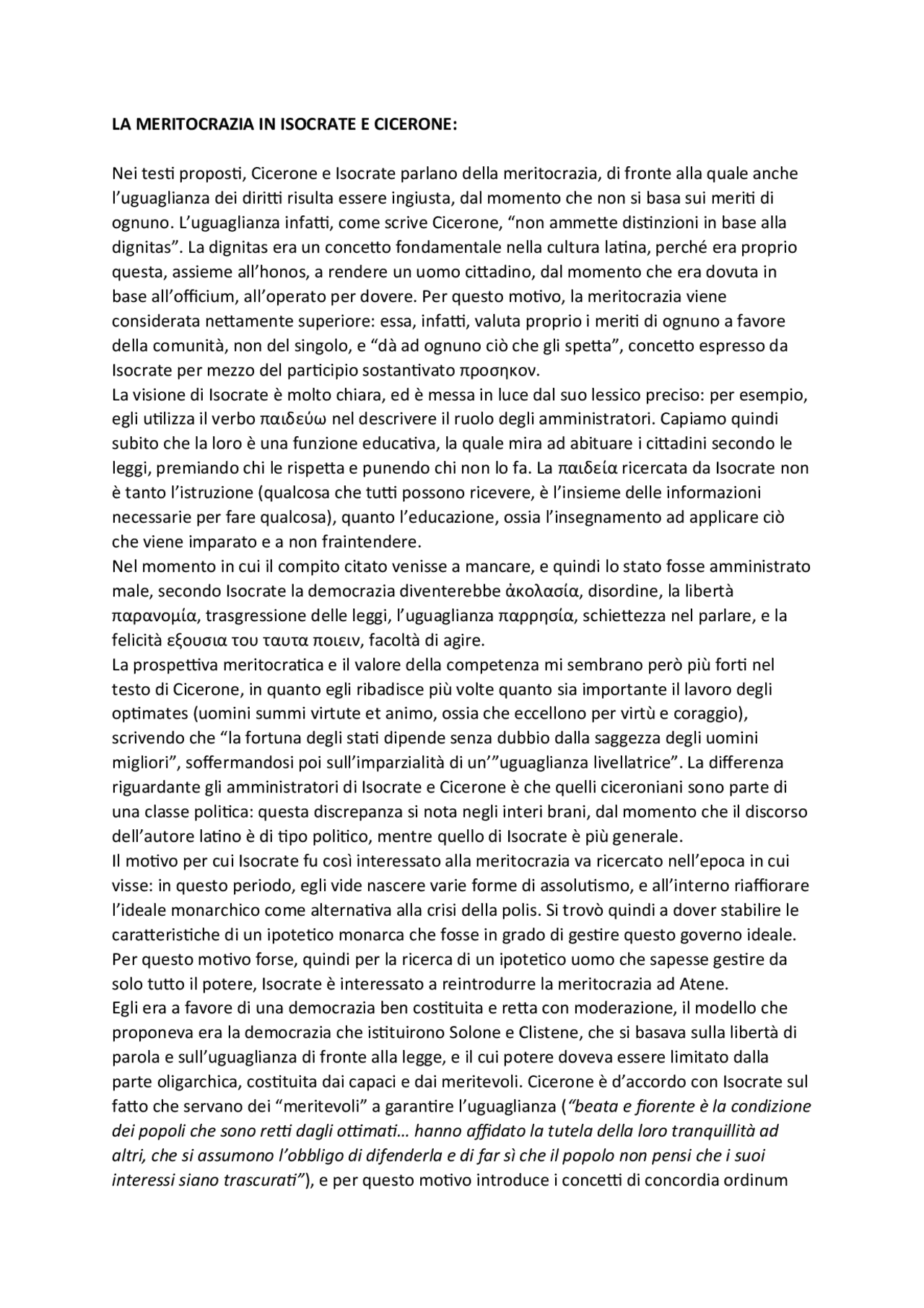 Il tema della meritocrazia per isocrate e cicerone | Appunti di Greco ...