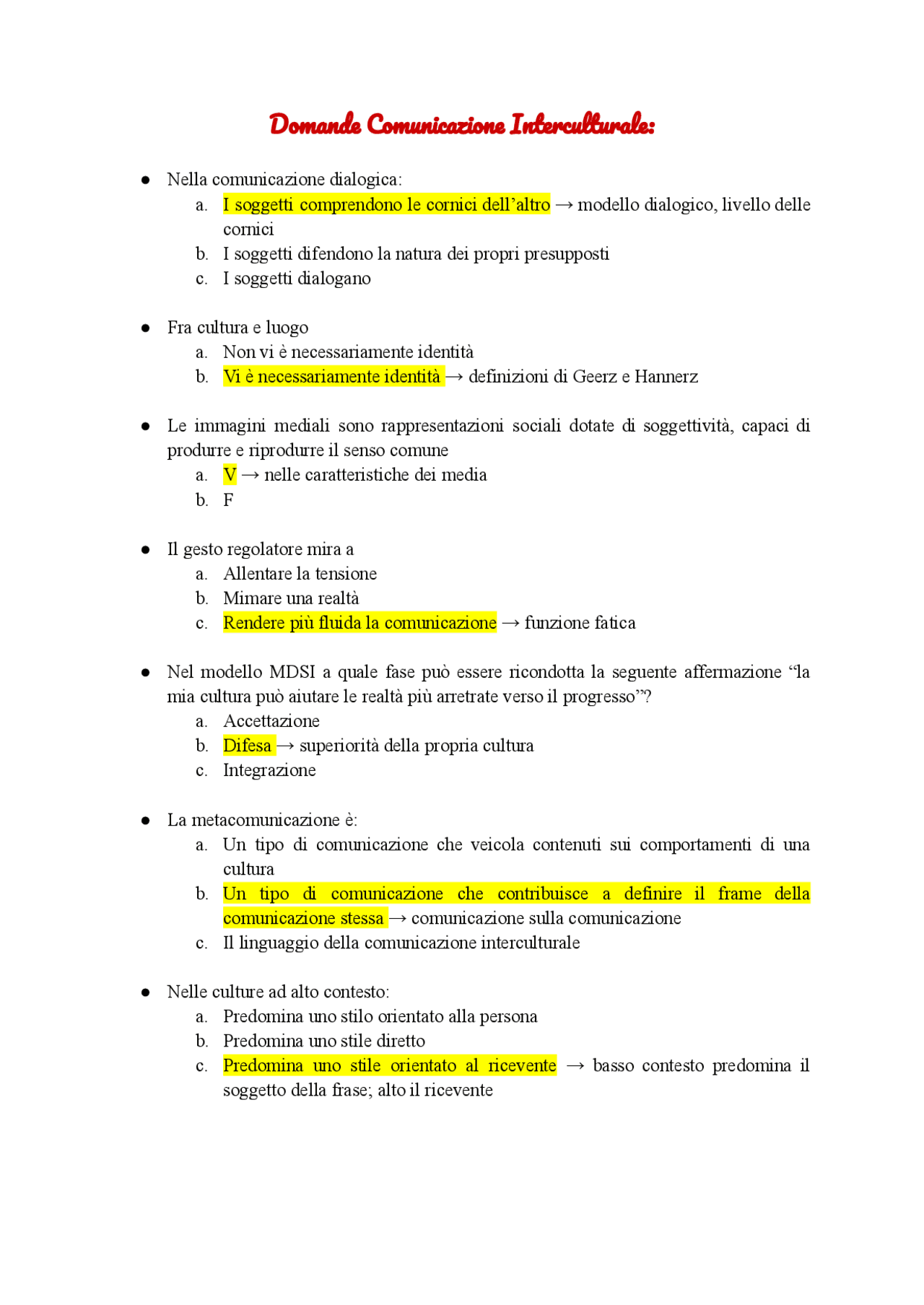 DOMANDE E SOLUZIONI esame parziale comunicazione interculturale ...