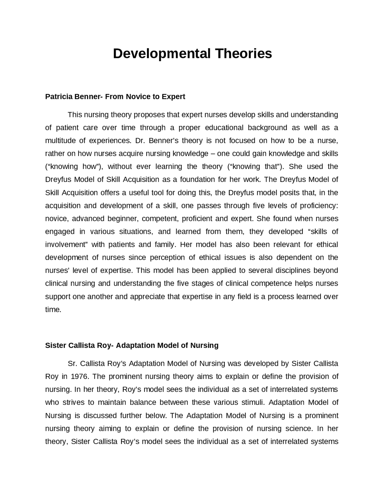 List and descriptions of nursing theorist and their theories that helped nursing practice ...