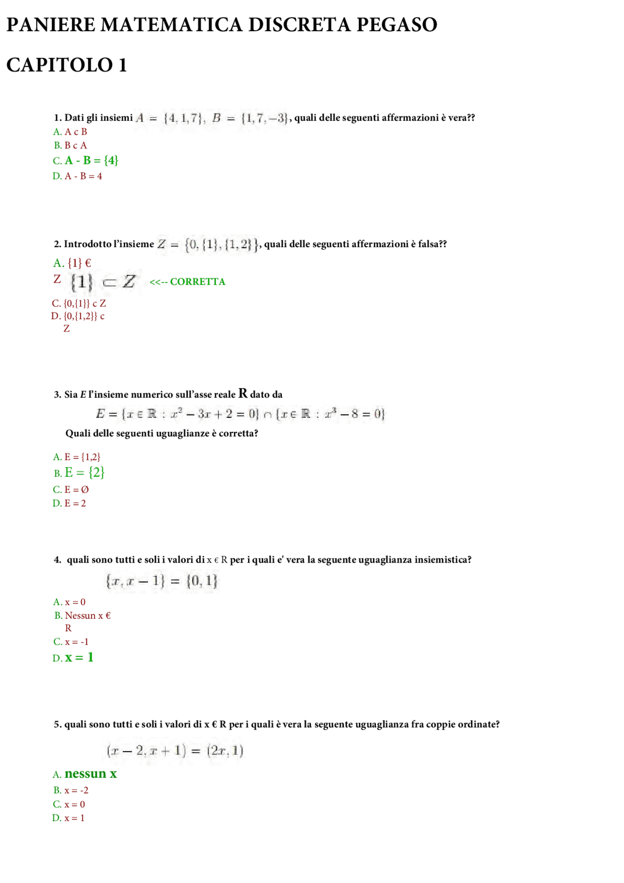MATEMATICA DISCRETA PEGASO L31 INFORMATICA PER LE AZIENDE DIGITALI | Prove d'esame di Matematica ...