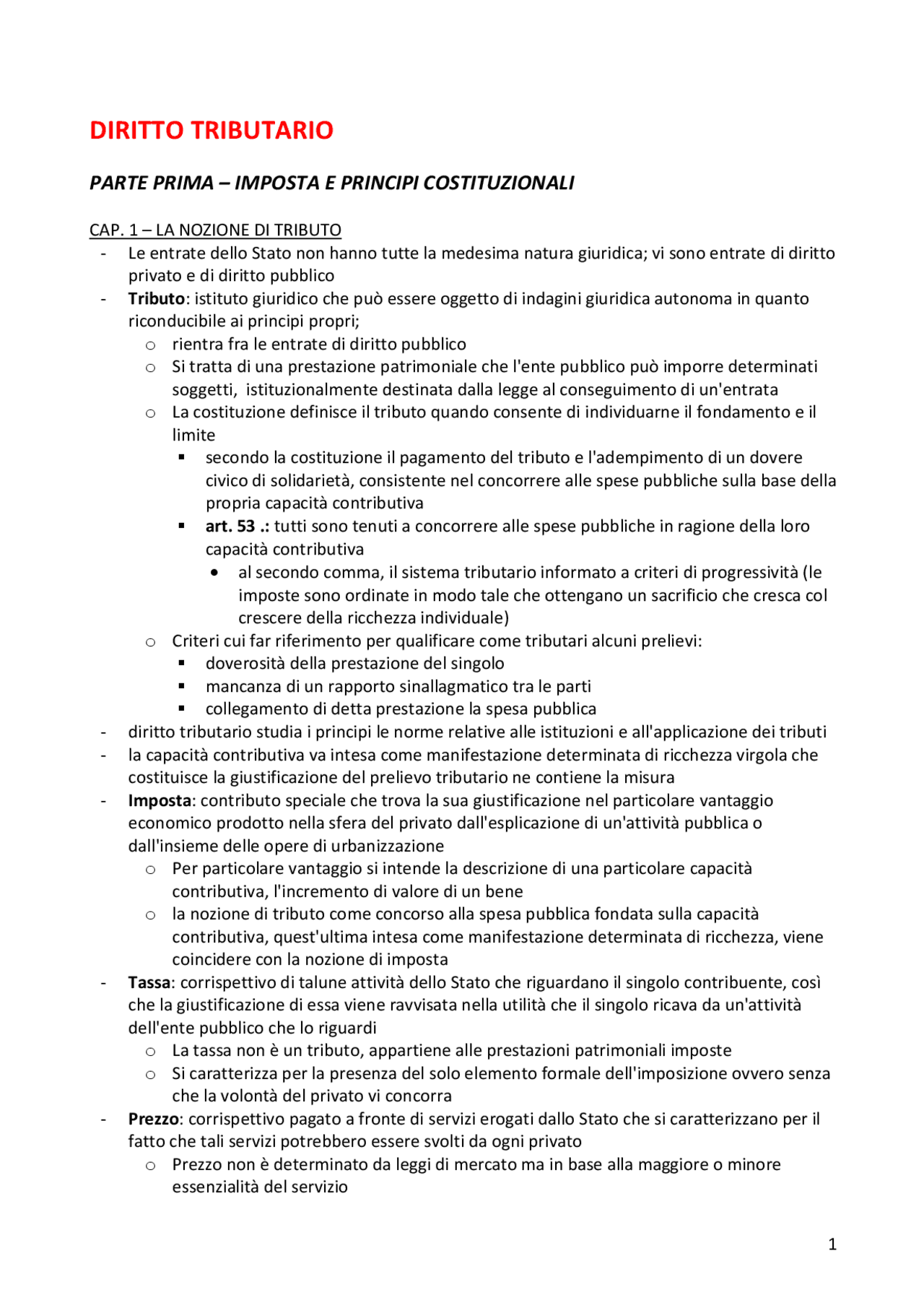 Riassunto Completo Libro Principi Di Diritto Tributario De Mita